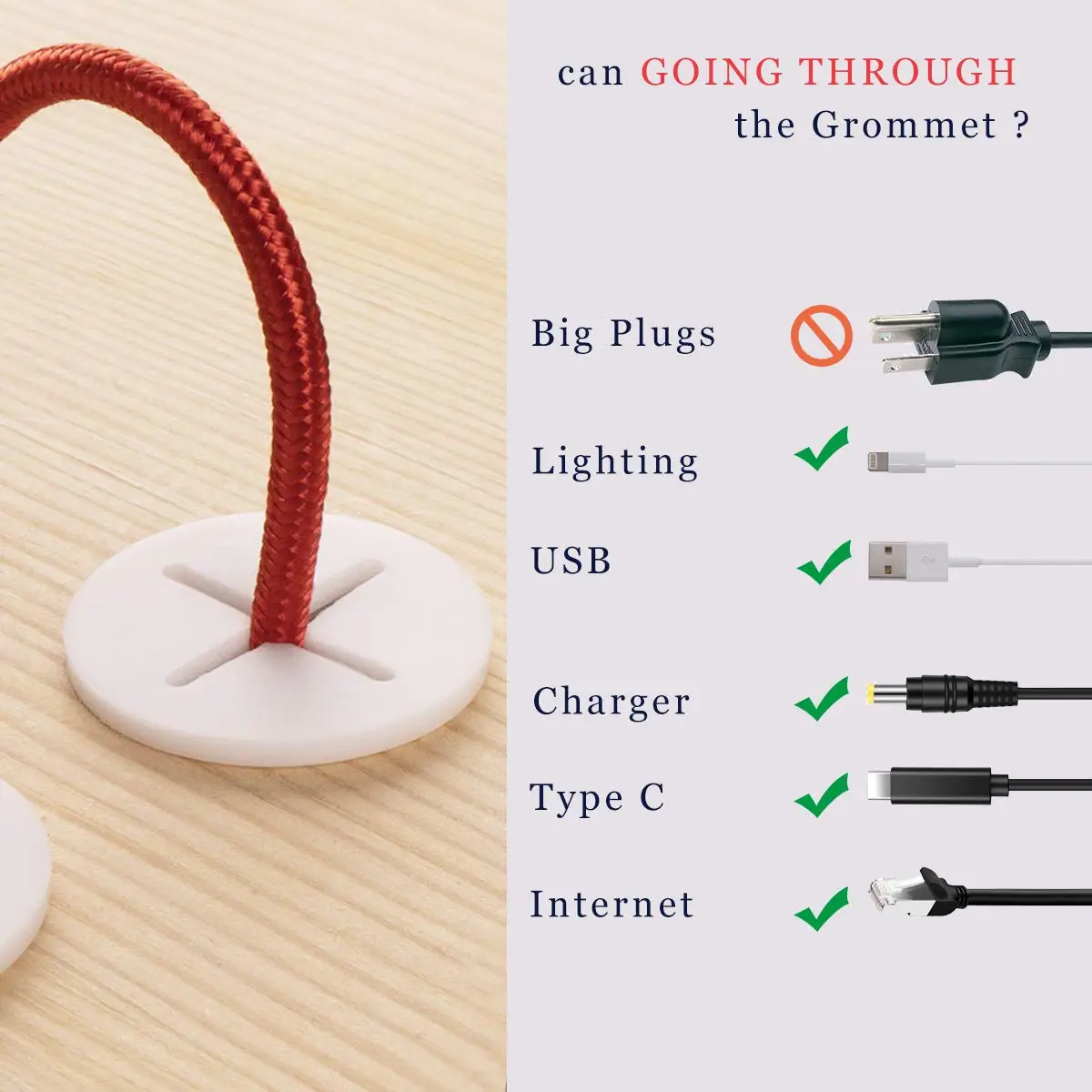Desk Round Computer Hole Silicone Grommet Silicone Rubber Desk Grommets ...