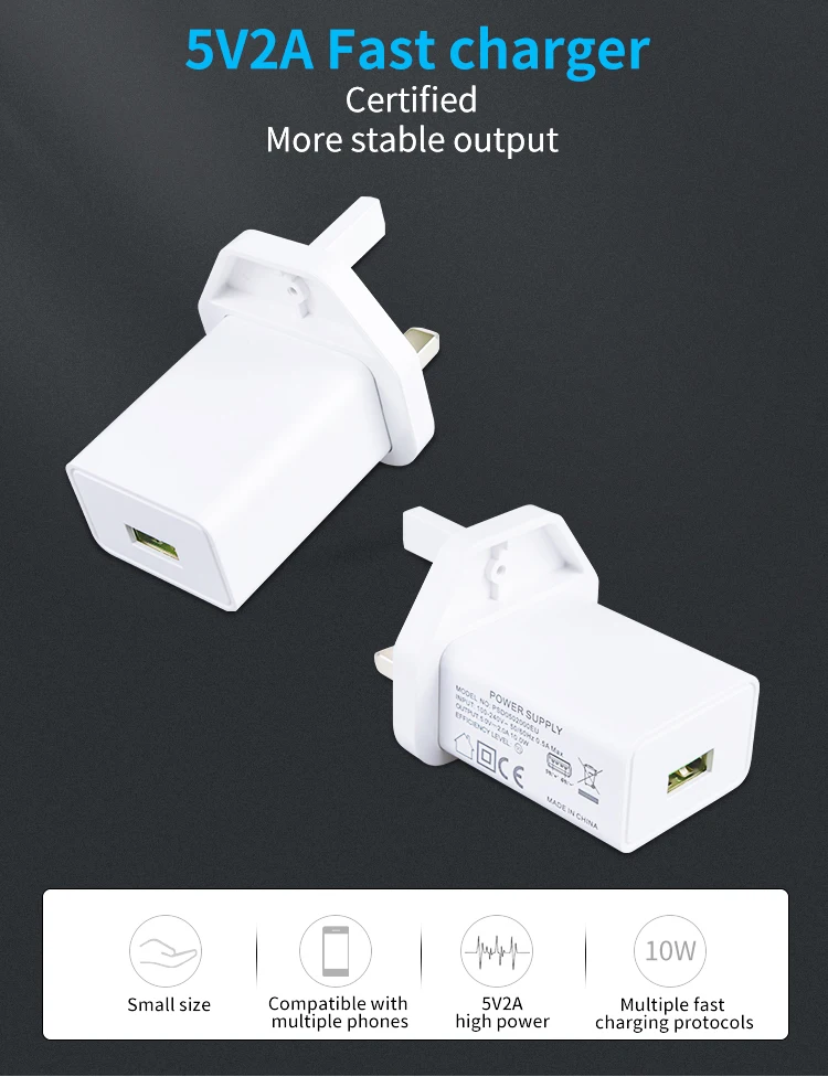Ukca Certified Uk Usb Plug 10w Fast Charger Adapter 5v 2a Usb Wall ...
