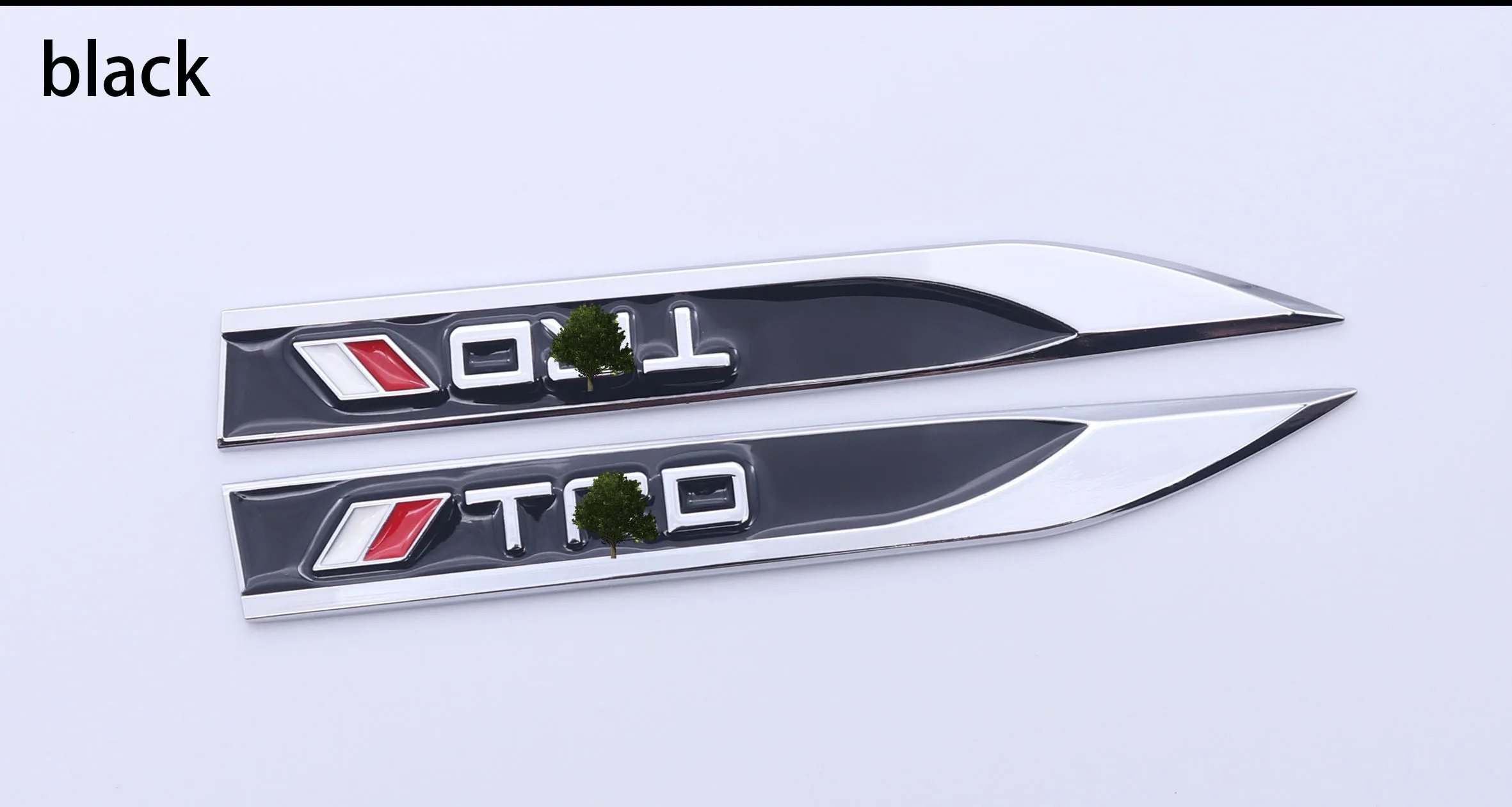 1 Pair 3d Chromed Black Red Emblem Badge Decal Sticker Logo Fender Side ...