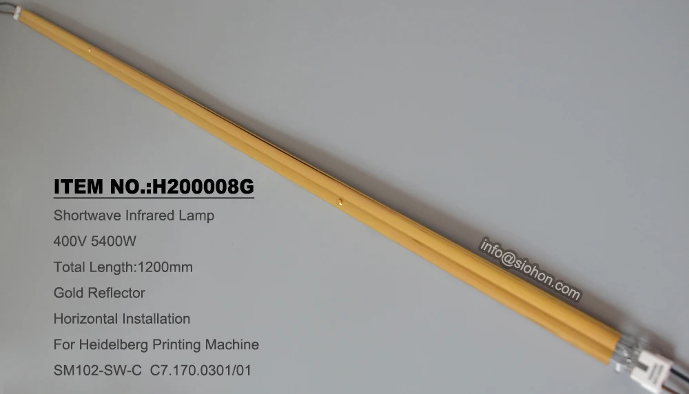 Siohon H200008G 400V 5400W Infrared Radiator Tubes for Print Machine ...
