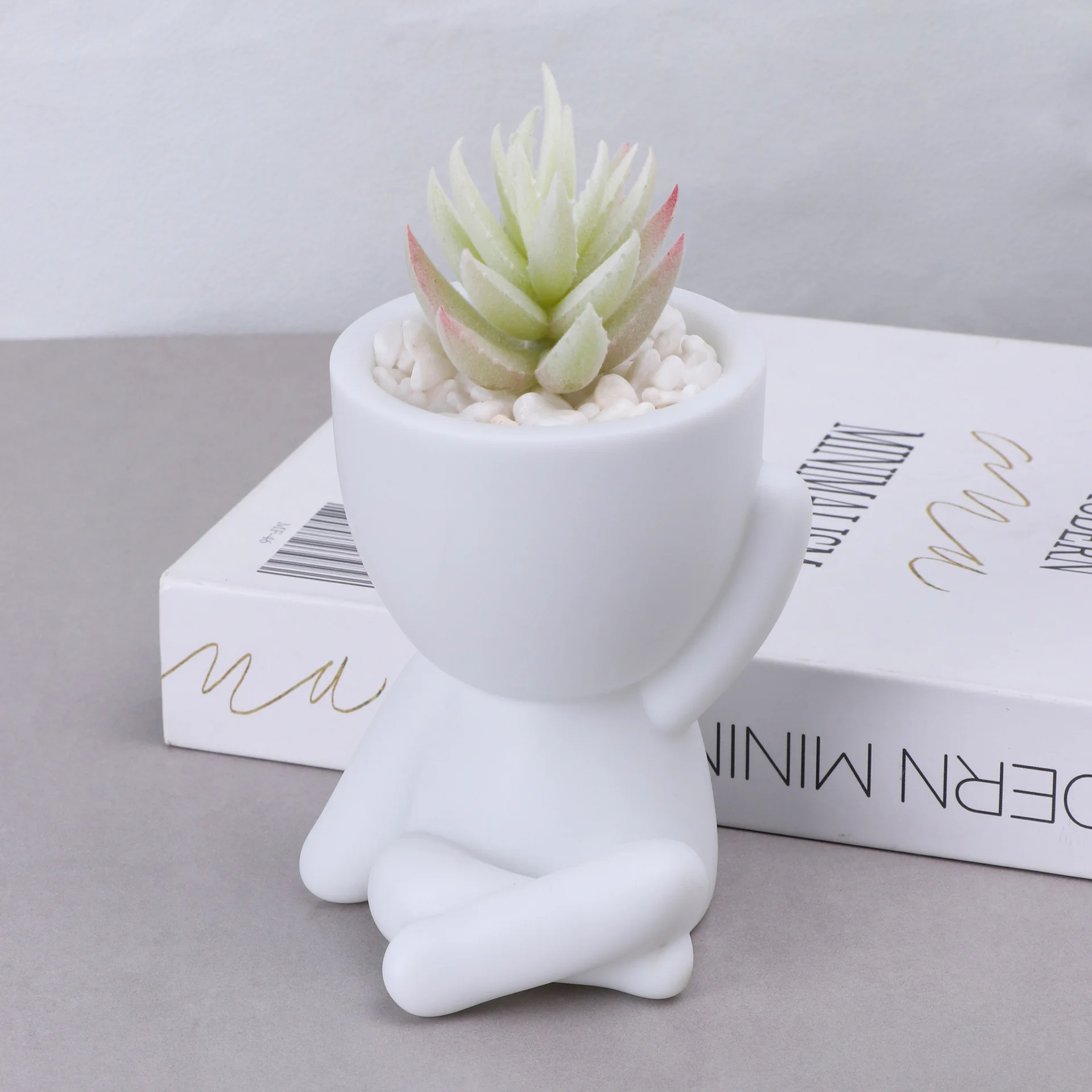 Humanoid Ceramic Planter Succulent Flower Pots Crafts Home Decoration ...