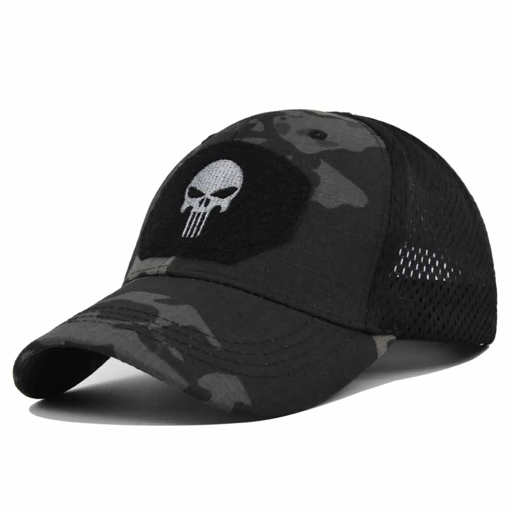 Wholesale Skull Embroidered Camo Mesh Sports Caps Camping Hiking ...