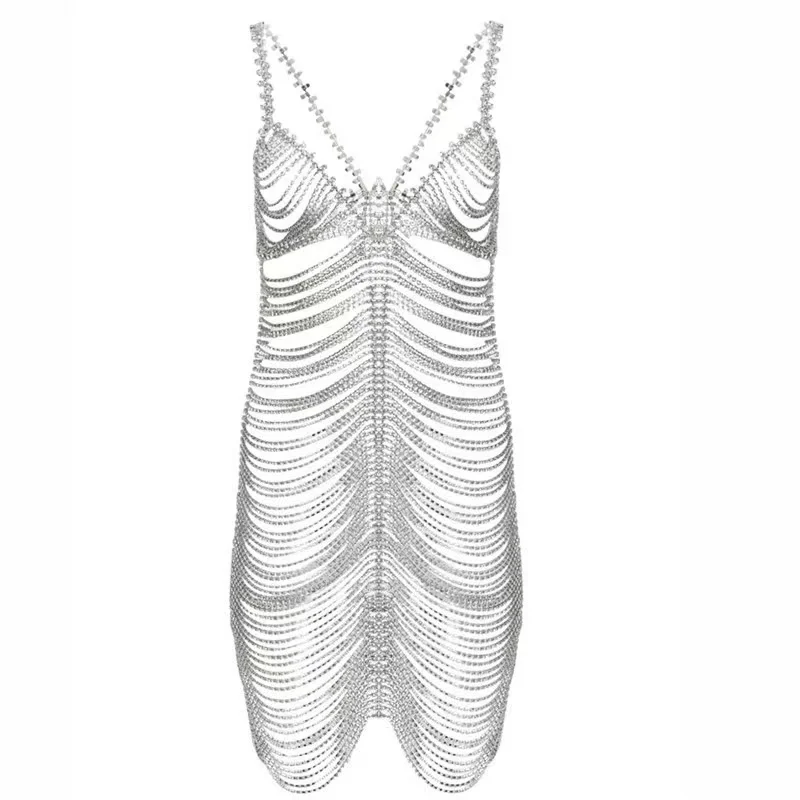 Popular Women Sexy Rhinestone Body Chain Romantic Diamond Sexy Dress ...