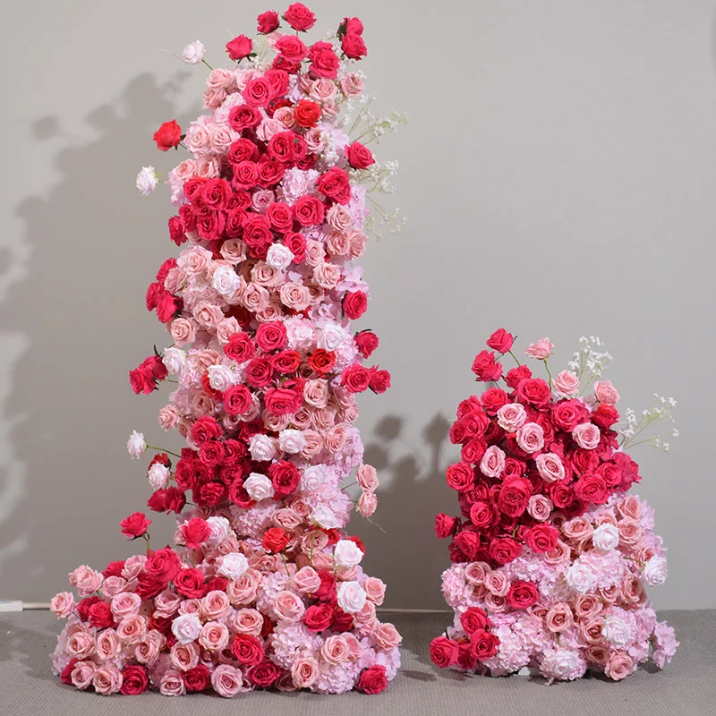 200cm Heart Shaped Pink Artificial Flower Arch for Weddings