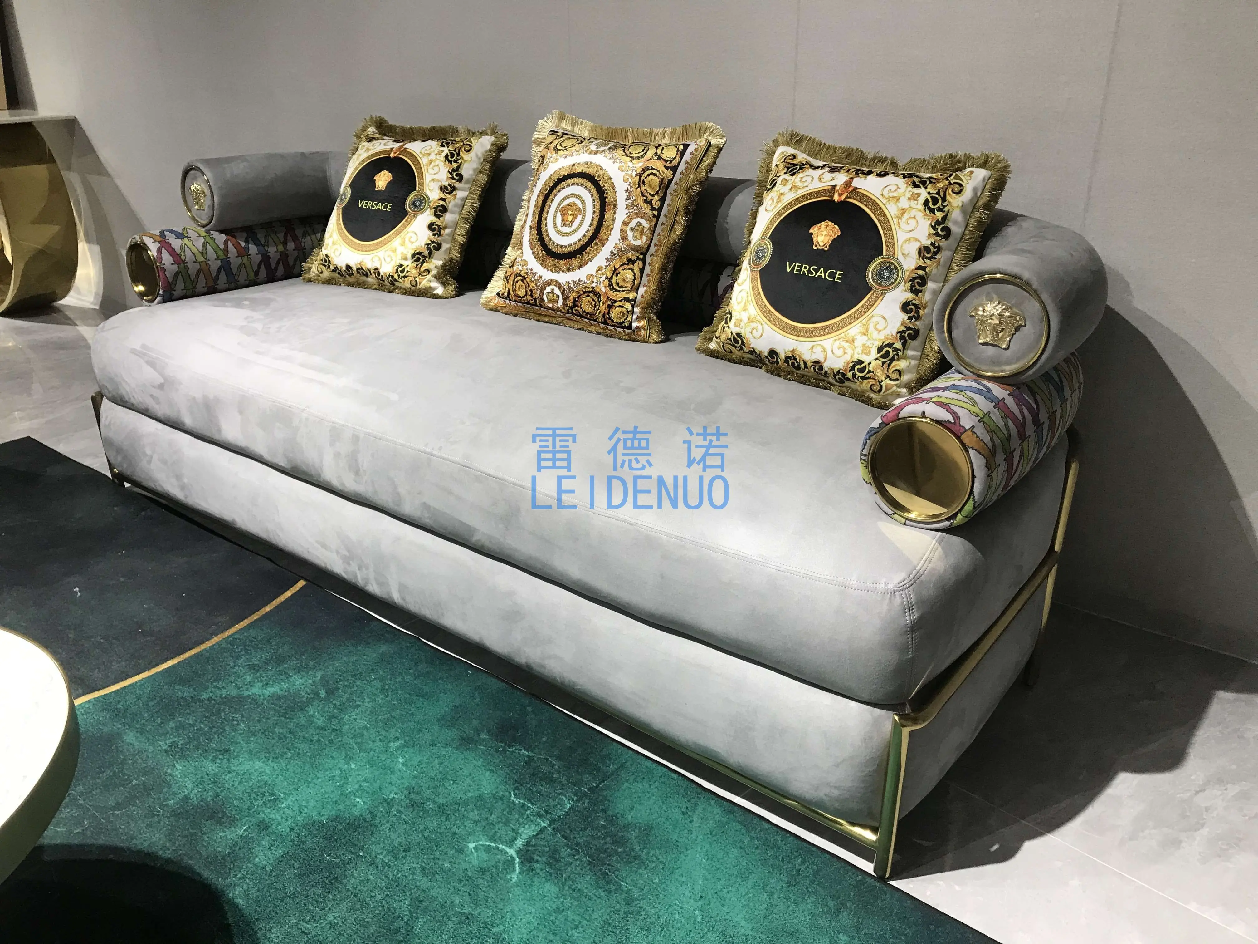 High End Gray Sofa Set Furniture Couch Living Room Italian Fabric ...