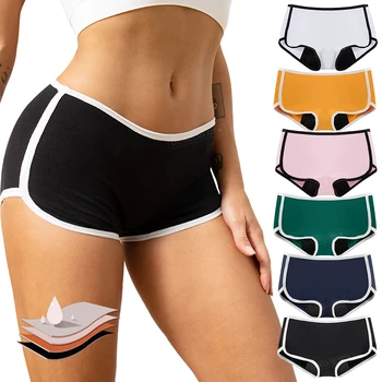 4 Layers Cotton Period Panties For Menstruation Calzon Menstrual Woman Waterproof Boxer ...