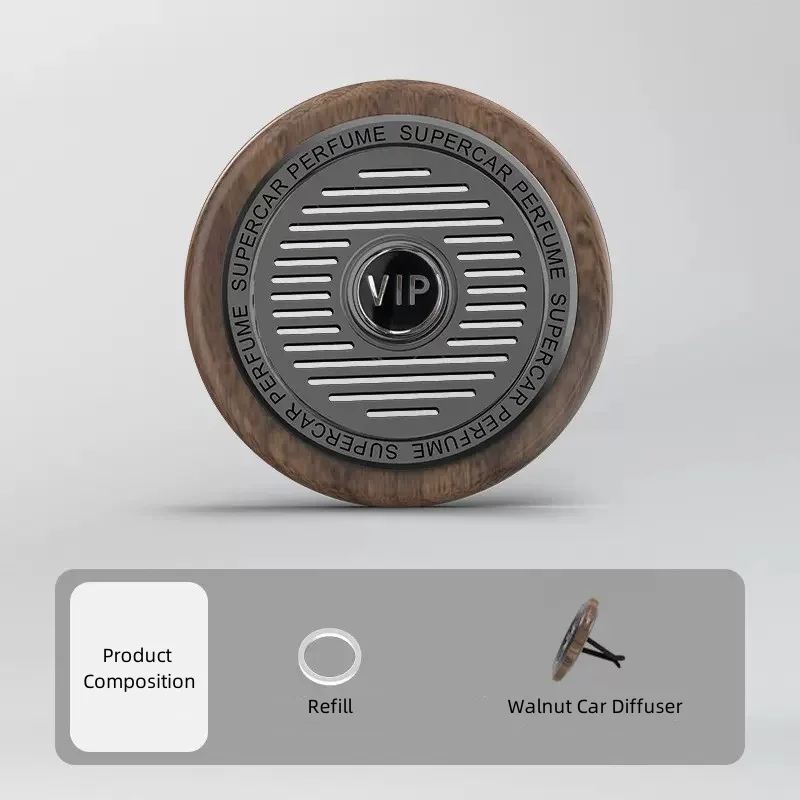 Black Walnut Wood Perfume Car Diffuser Vent Clip Car Aroma Wood Round ...