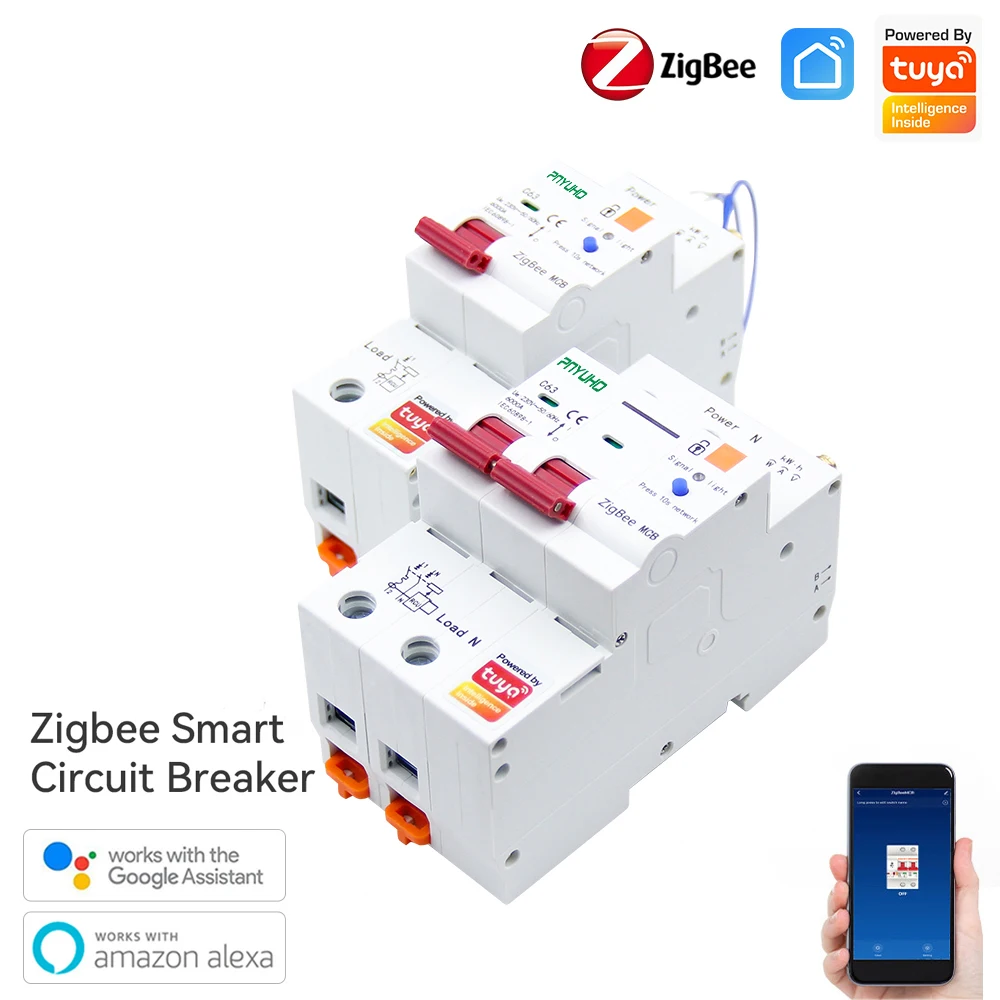 Tuya Zigbee Smart Mini Circuit Breaker 2P 63A MCB Smart Energy Meter ...