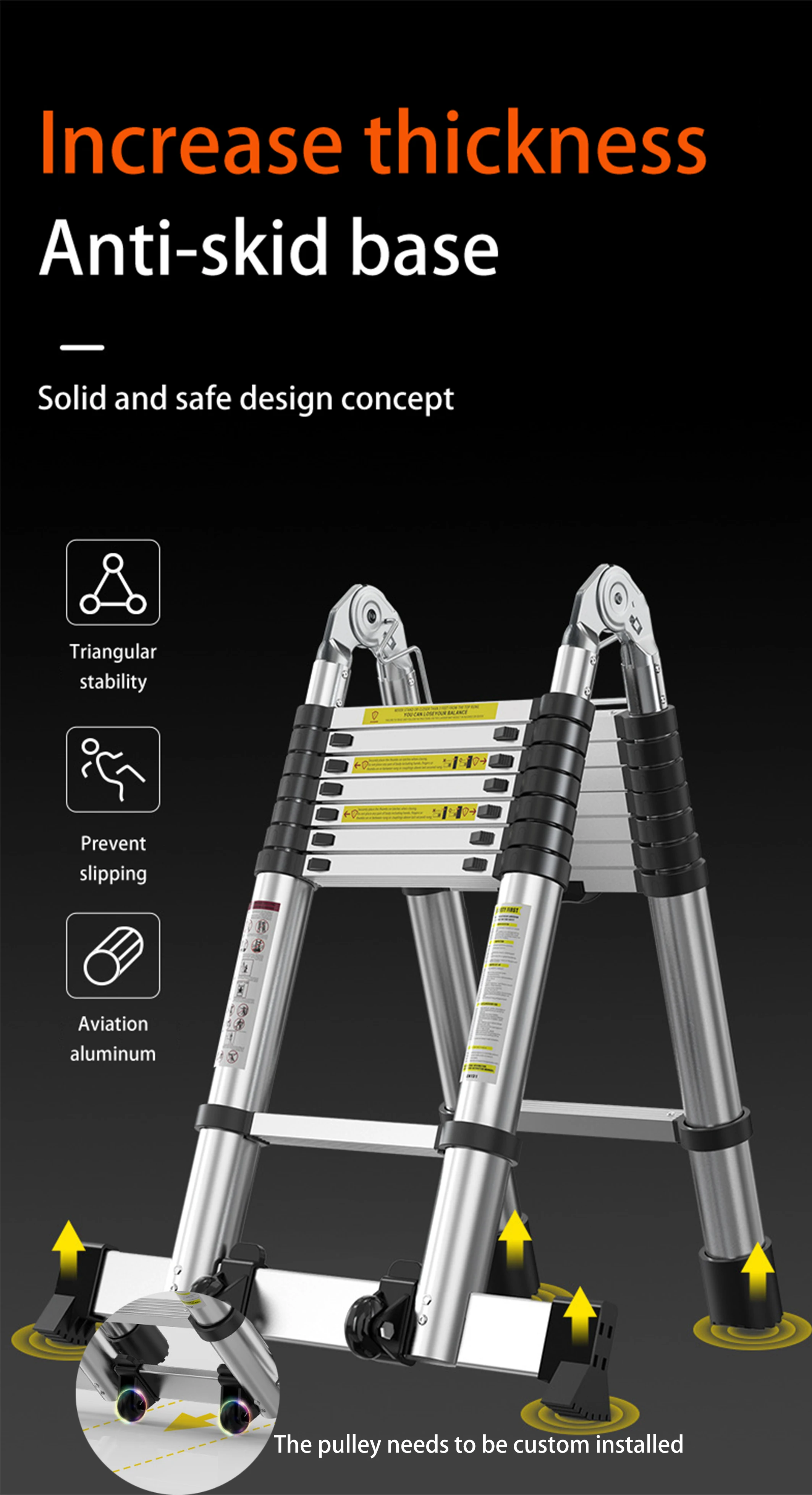 6m 8m 15m Joint Telescopic Attic Ladders Extension Ladder - Buy ...