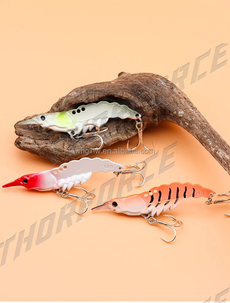 Thorforce Sinking Fishing Lure Metal Shrimp Vib Lure Hard Fishing Tackle Vibration Bait 5g/7g ...