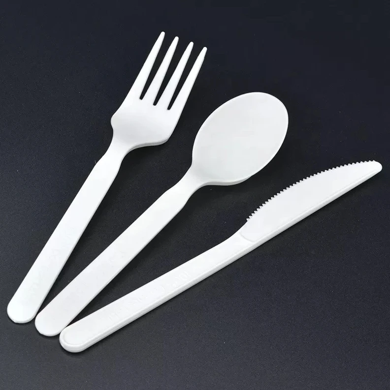 Compostable Disposable Cpla Fork Custom Wrapped Cpla Cutlery Biodegradable Cutlery Black - Buy ...