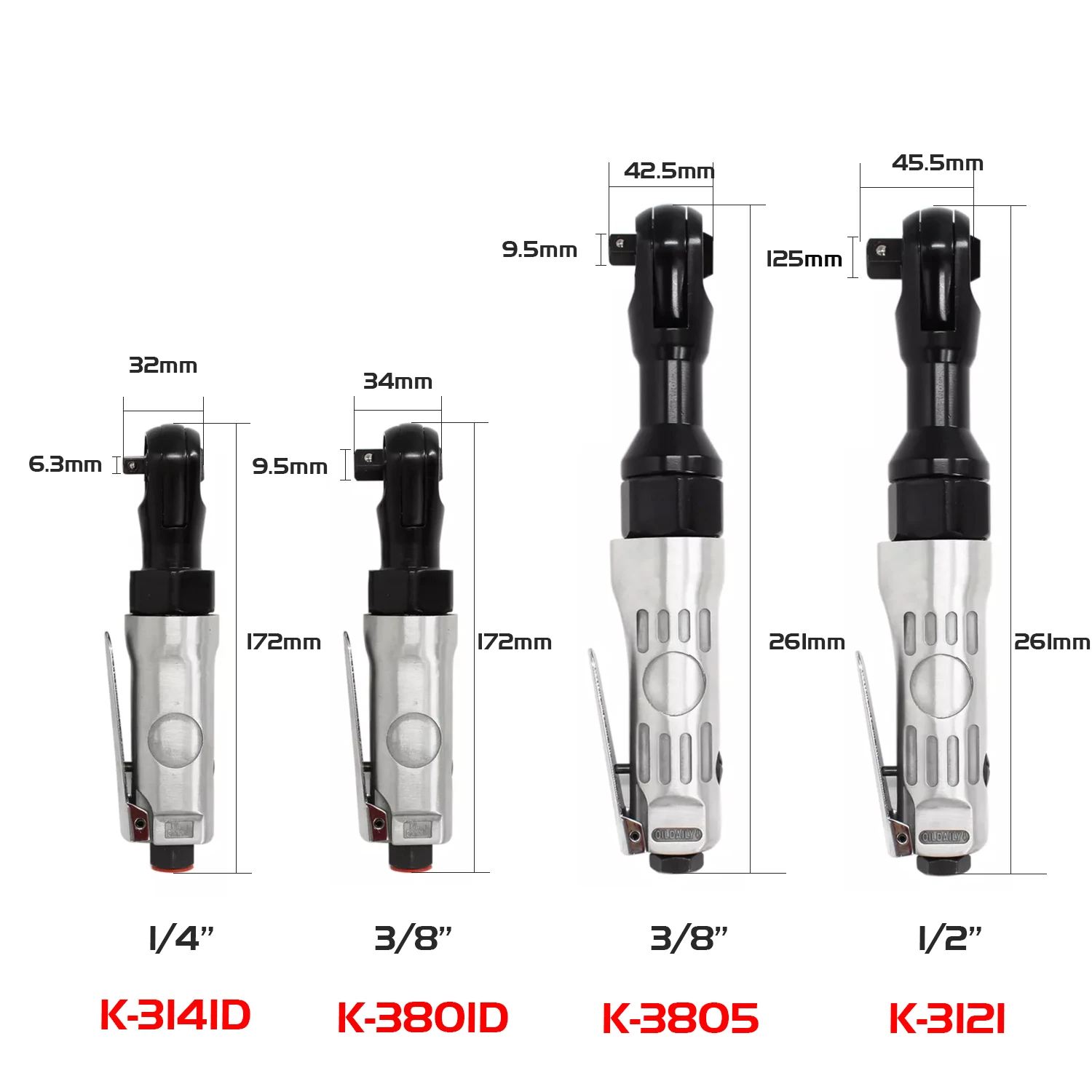 Supply High Quality Pneumatic Tools Air Ratchets 1/2" 1/4" Driver Impact Wrench Kit Air Ratchet ...