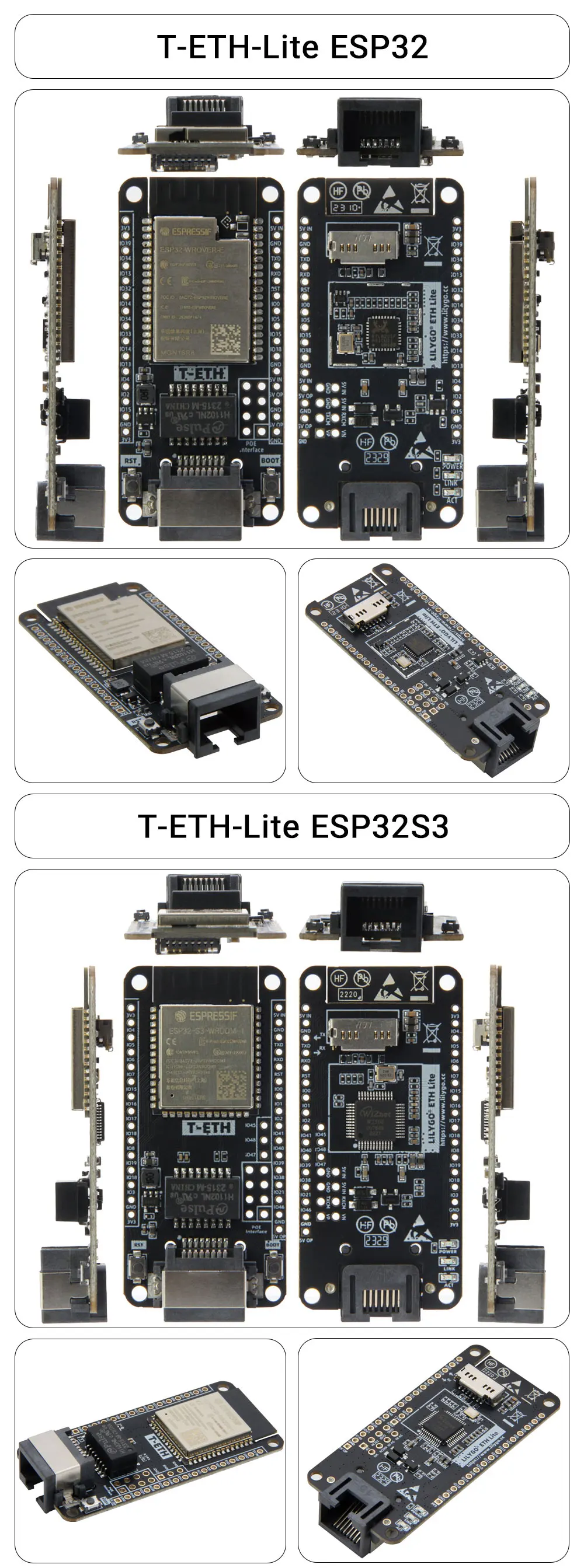 LILYGO T-Eth-Lite ESP32 Development Board with Ethernet