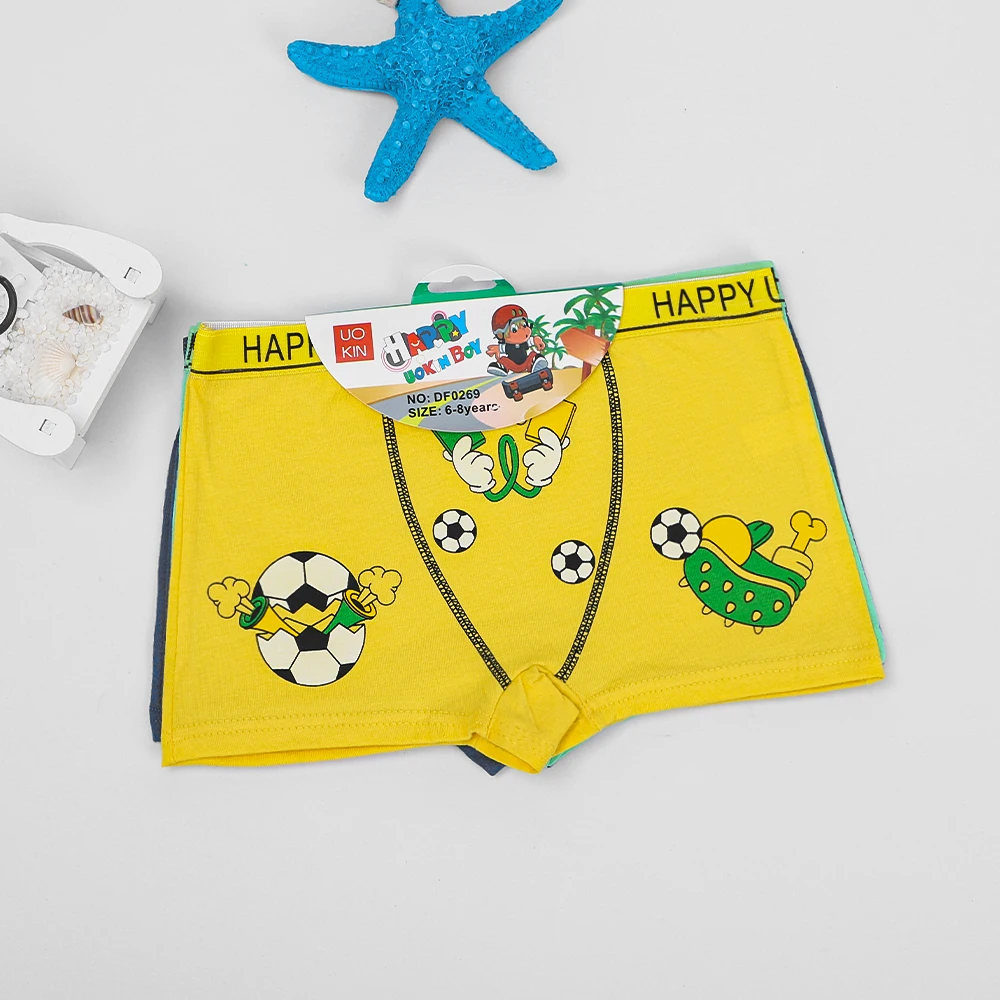 UOKIN Happy Boy Cotton Boxers Underwear for Kids 4-10 Yrs Print Cartoon ...
