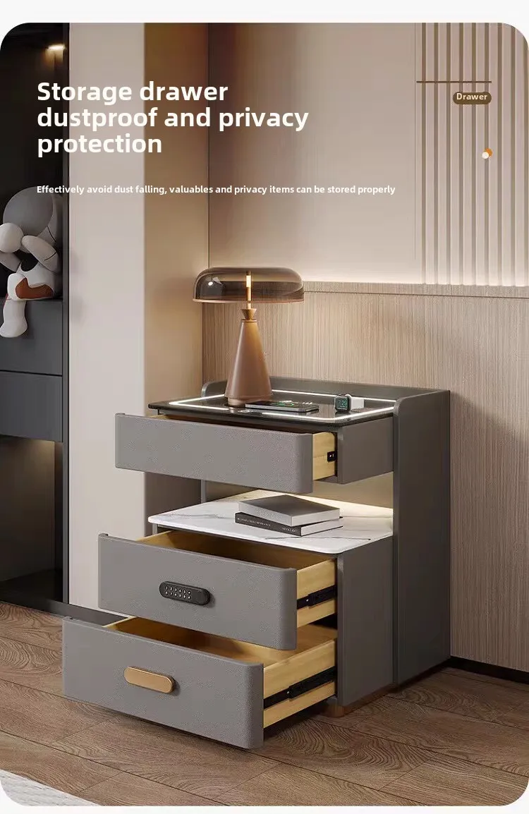 Modern Luxury Solid Wood Bedside Table with Smart Charging Function ...