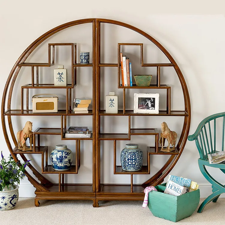 Asian Style Chinese Living Room Bed Room Recycled Wood Shelf