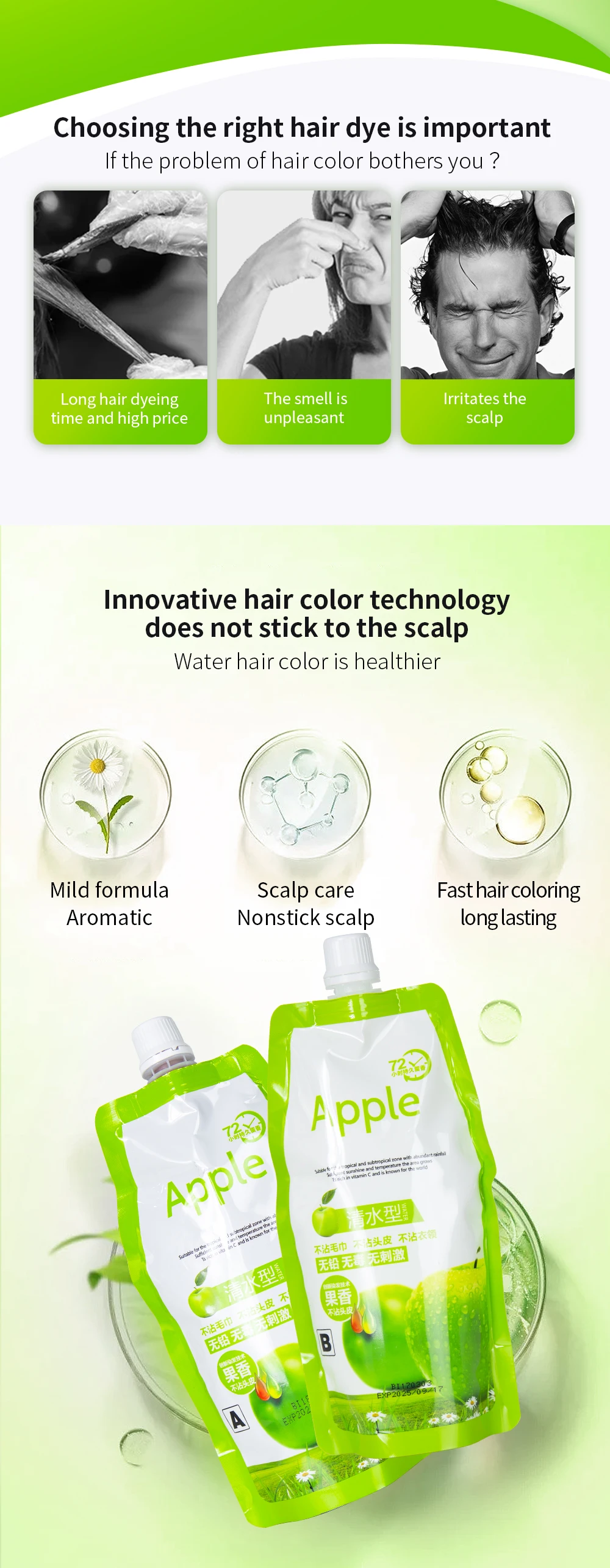 In Stock Factory Price Cover White Hair Black Apple Hair Dye Private ...