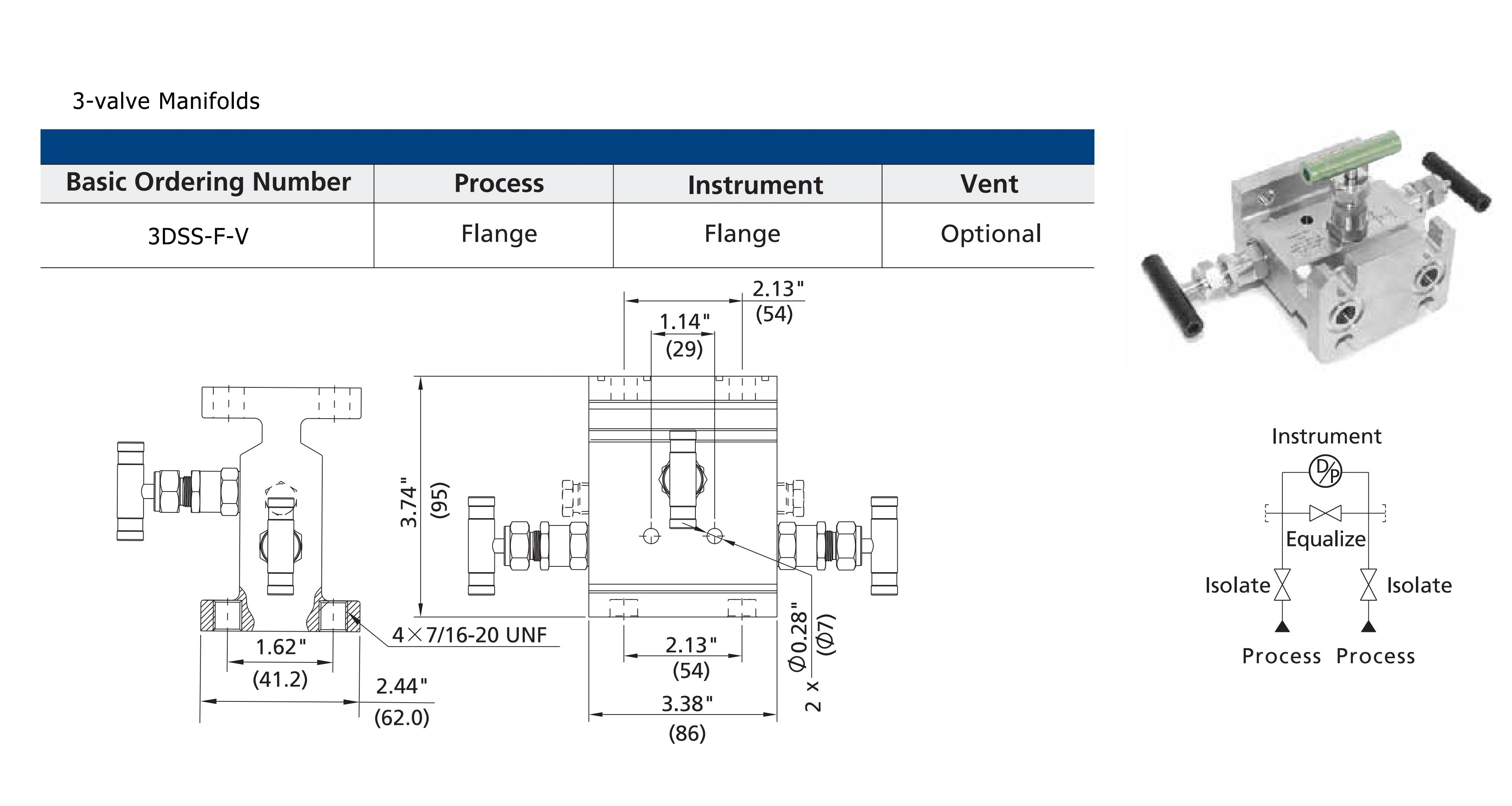 3-way Instrumentation Manifold Valve Swagelok Block and Bleed Manifold