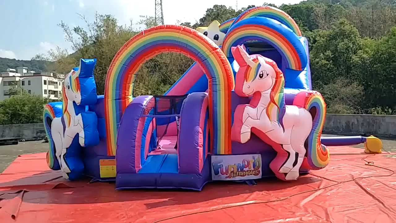 Commercial Rainbow Unicorn Inflatable Jumping Castle Air Unicorn Bounce ...
