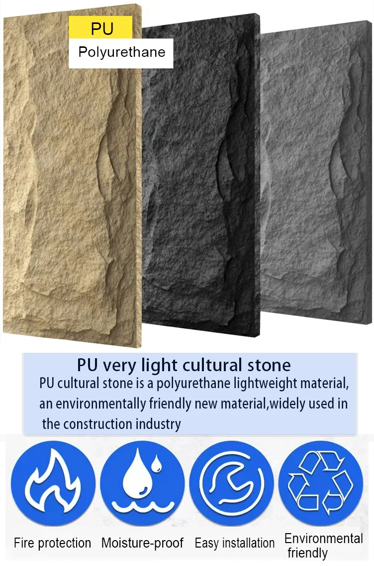 Outdoor Waterproof Pu Culture Stone 3d Decoration Pu Stone Wall Panel ...