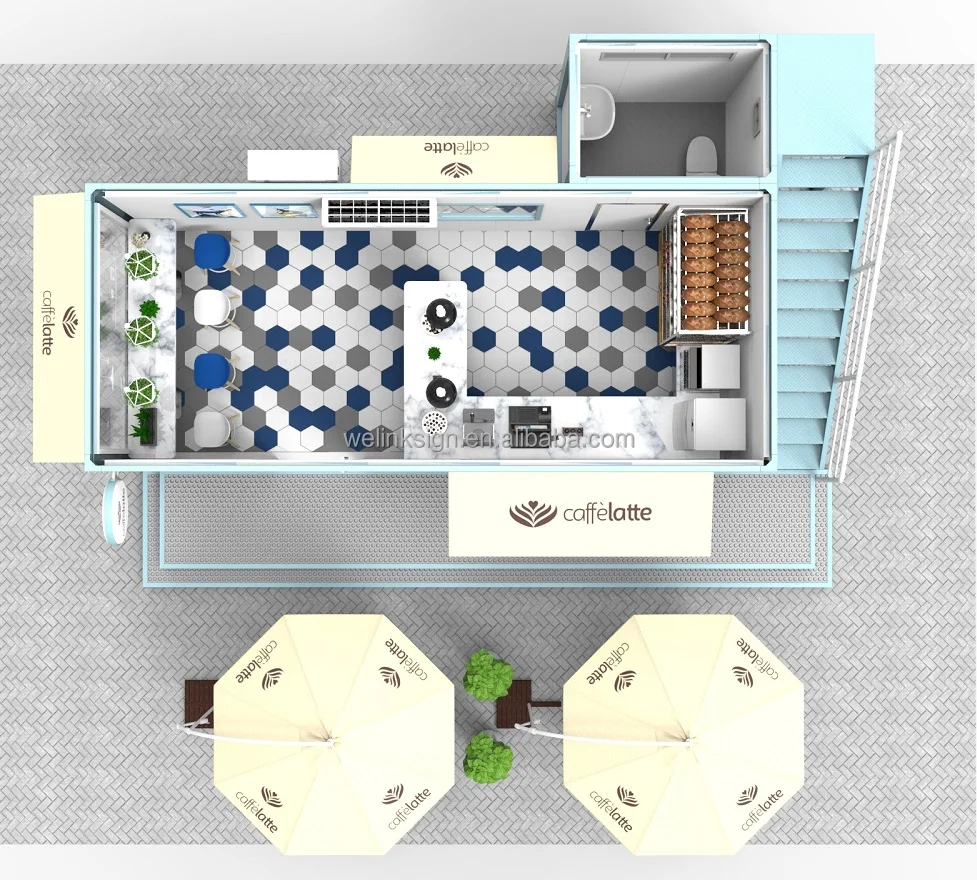 Cup Shape Coffee Shop Kiosk - Modern & Durable Design