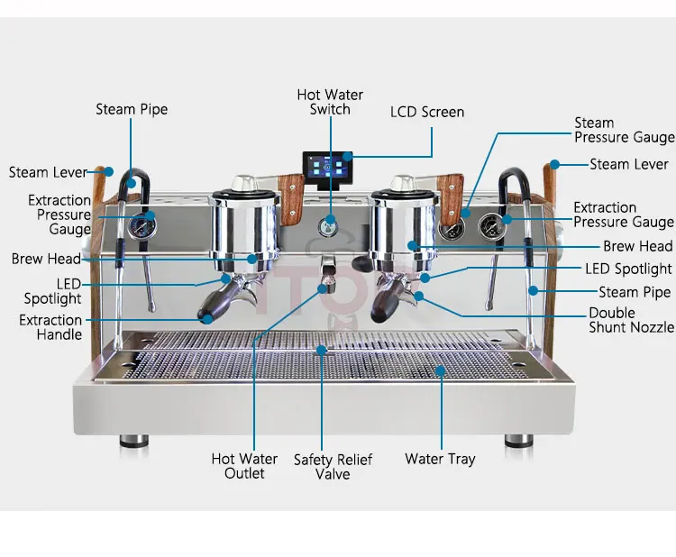 Italian Semi-automatic Coffee Machine PID Control 10L Steam Boiler ...