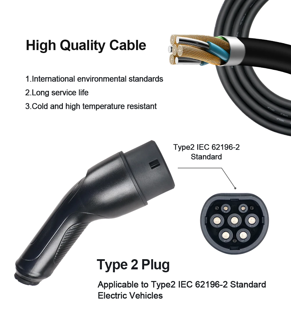 Adjustable Portable Ev Charger Type 2 7kw 16a 32a 3 Plugs Electric ...