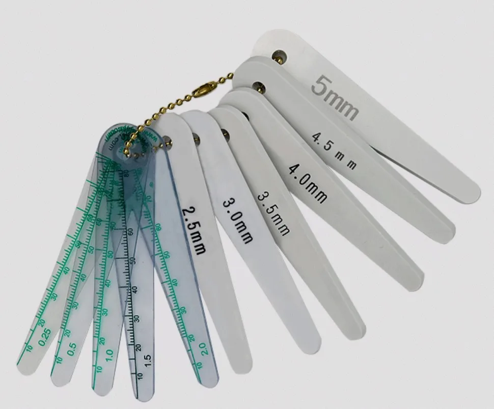 20 Blades Plastic Feeler Gauge - 0.1-2.0mm Thickness Measurement Tool ...