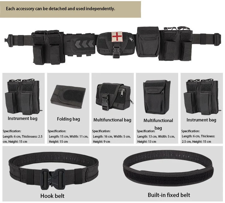 Adjustable Detachable Nylon Utility Belt with 6-Piece Set Tactical ...