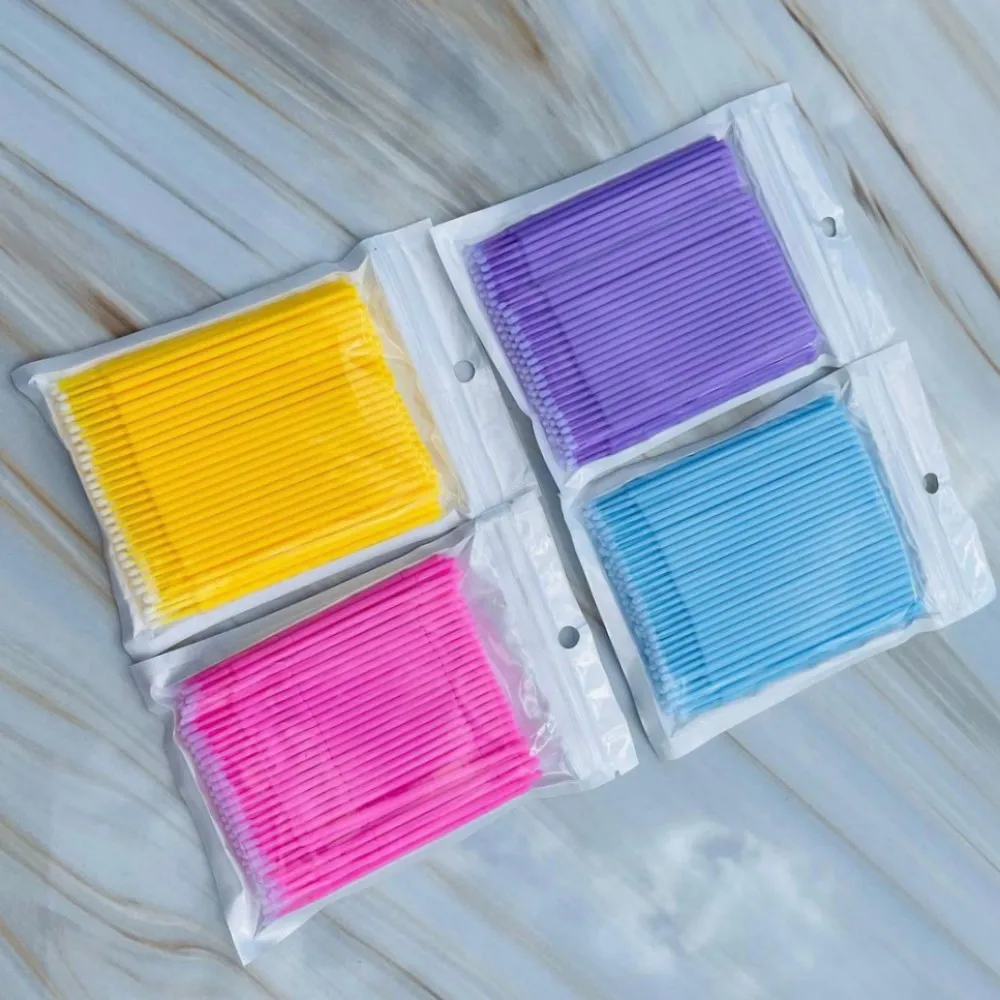 Pink Long Micro Brushes Micro Swabs Disposable Lash Microbrush Lash ...