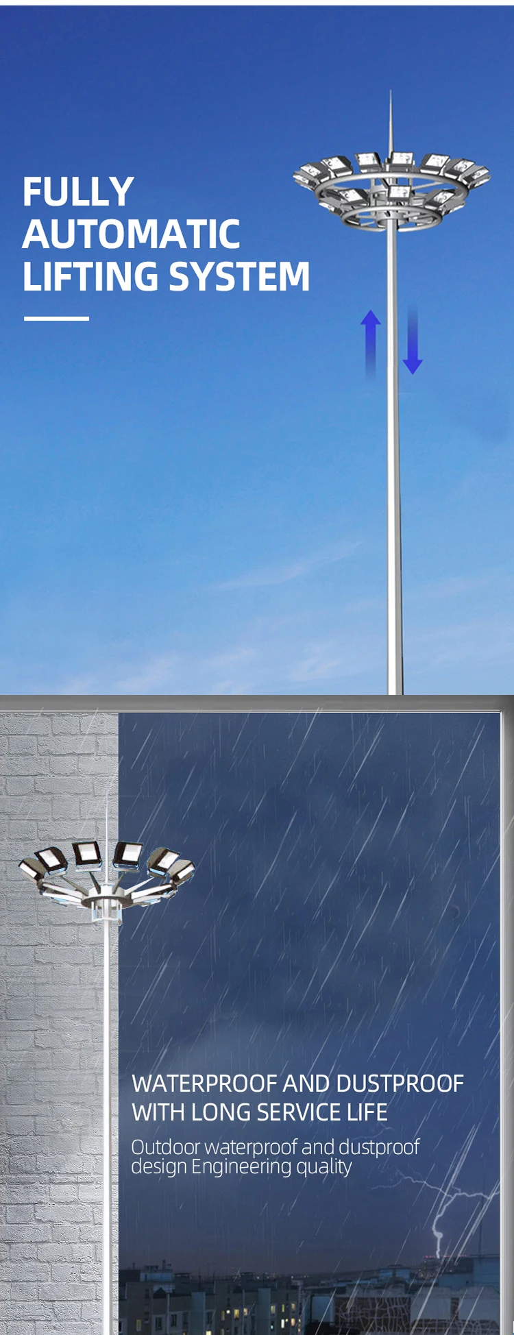 18m 25m 30m High Mast Flood Light Pole for Football Stadium Lighting ...