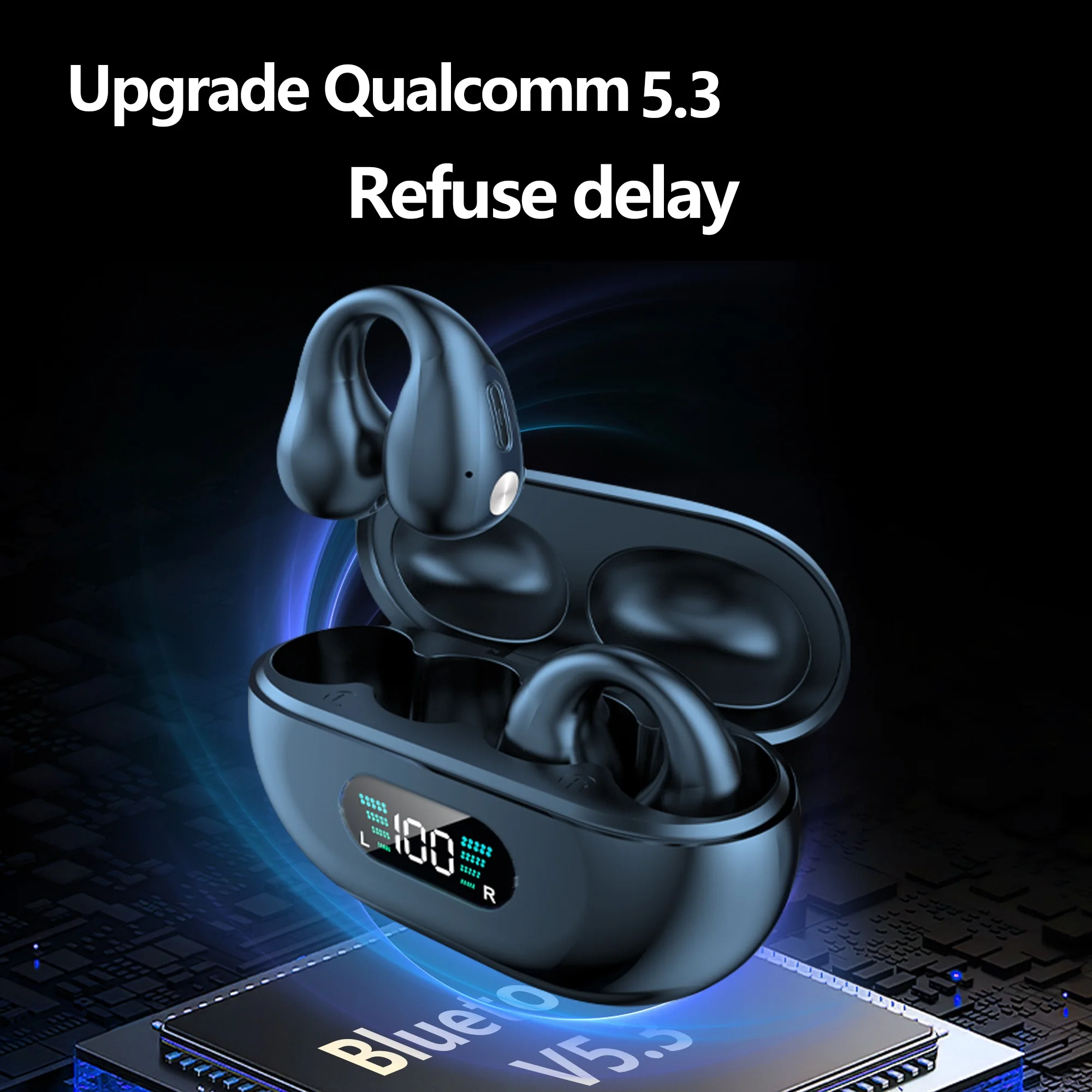 V5.3 Full Open Design HIFI Sound Effect LED Battery Show Fashion Ear ...