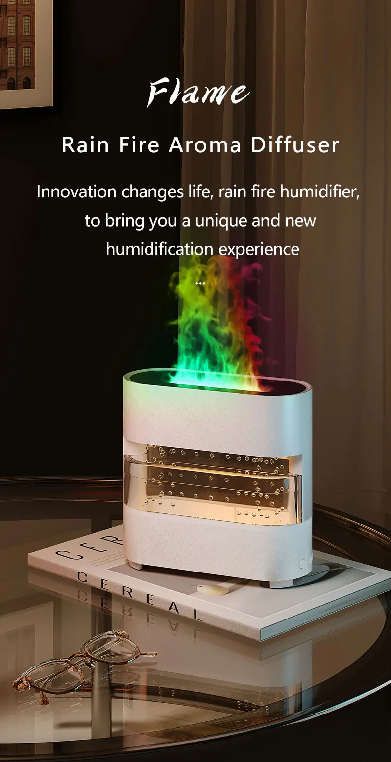 Essential Oil Diffuser with 3D LED Flame & Cool Mist