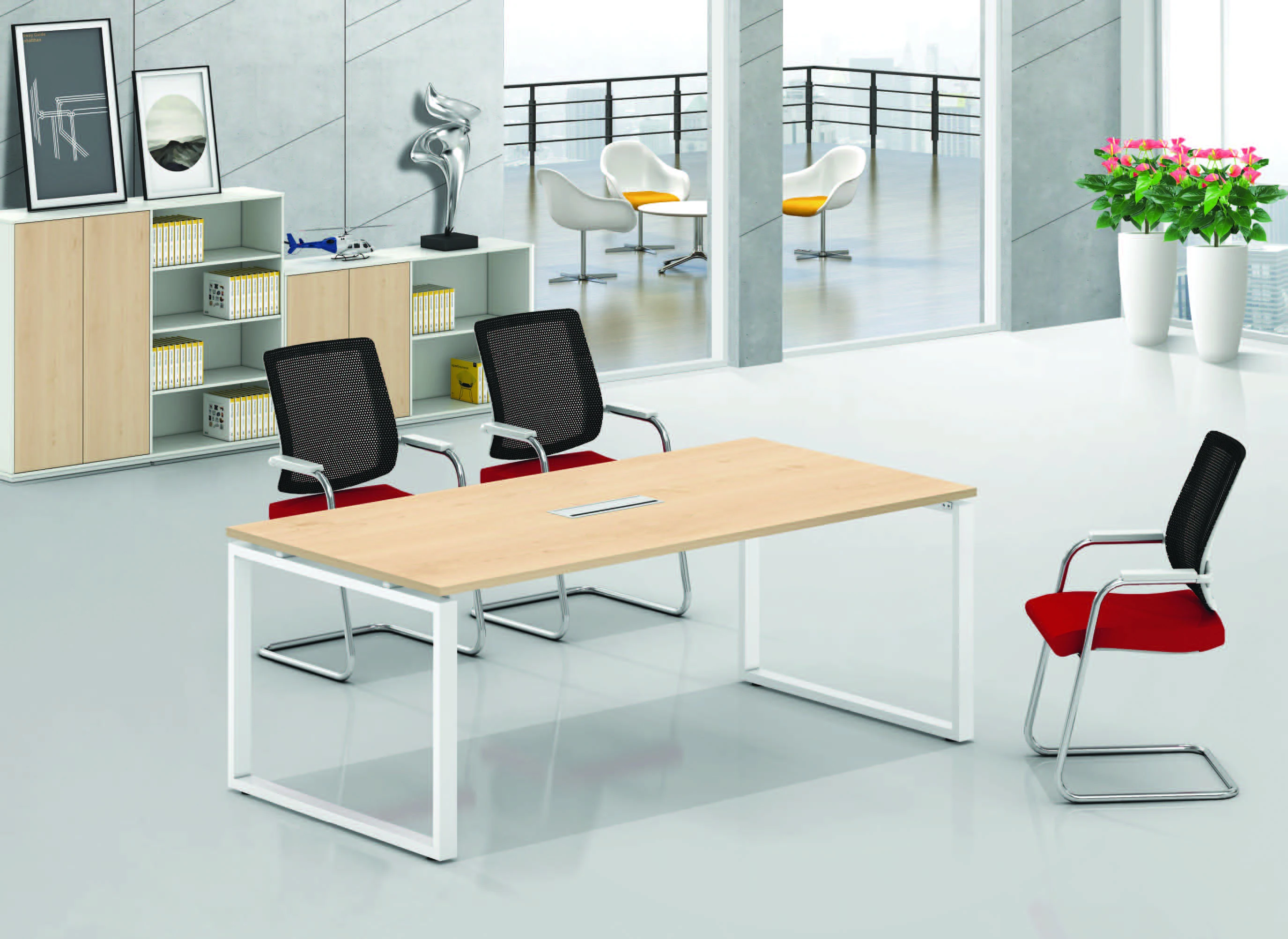 Simple Modern Conference Room Long Table Large And Small Desk ...