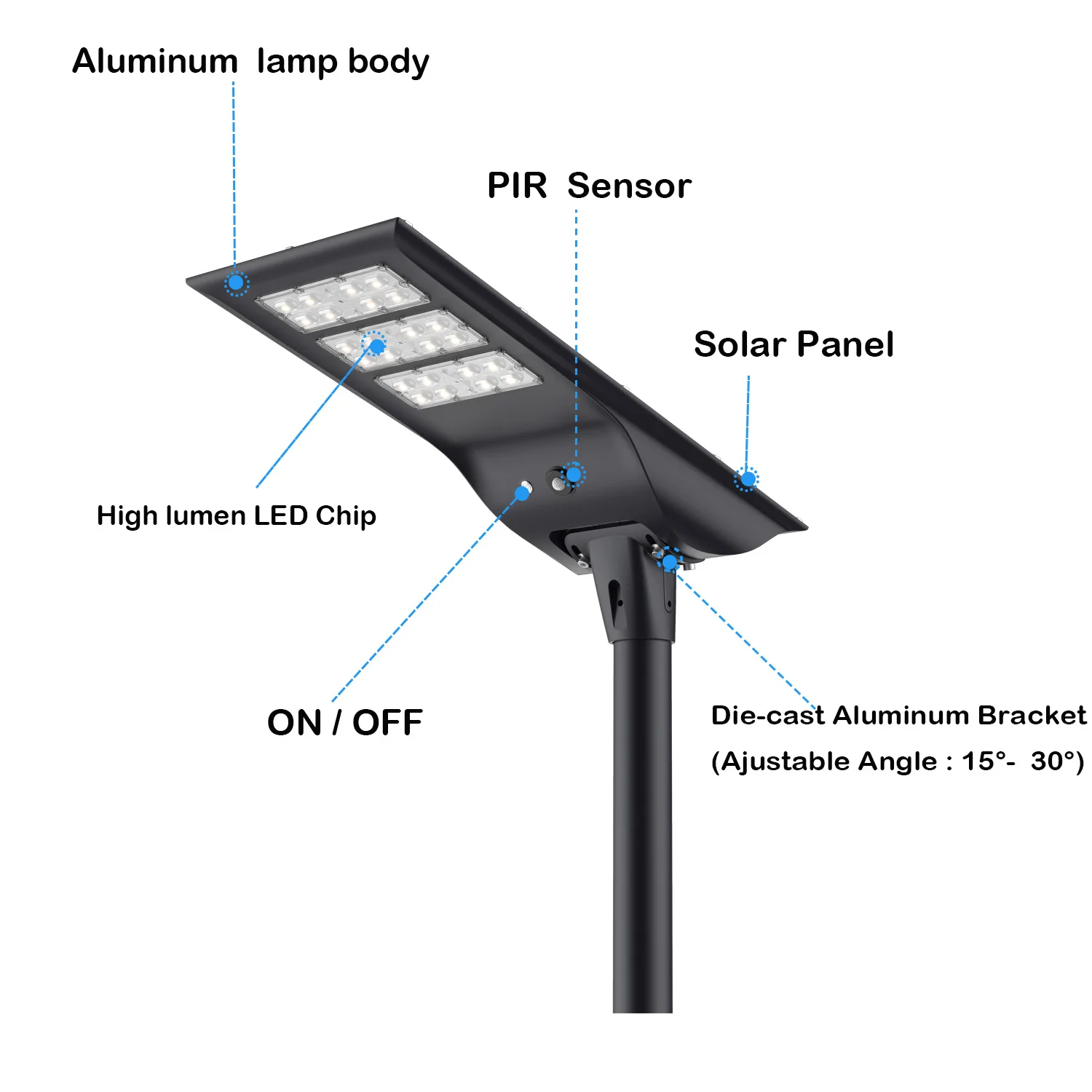 Aluminium Solar Street Light Housing Solar Street Lamp Ip65 Waterproof ...