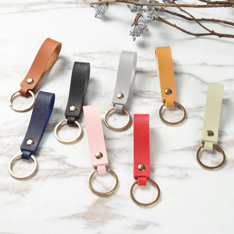 Custom Leather Keychain Wholesale Gold Key Ring Pu Leather Keychain ...