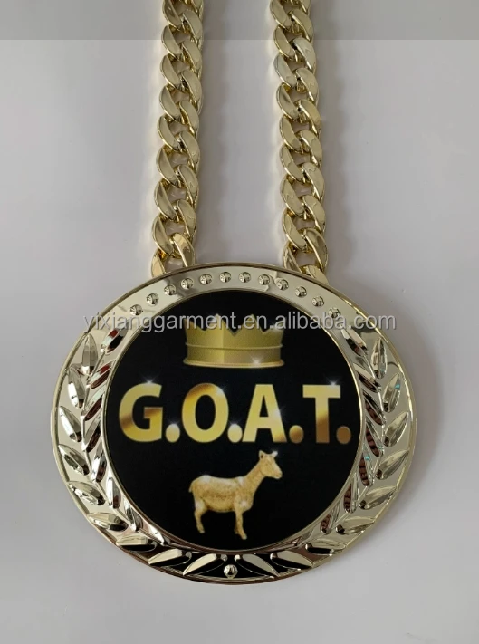 Custom Gold Champ Goat Medal Necklace | Turnover Chain for Football MVP ...