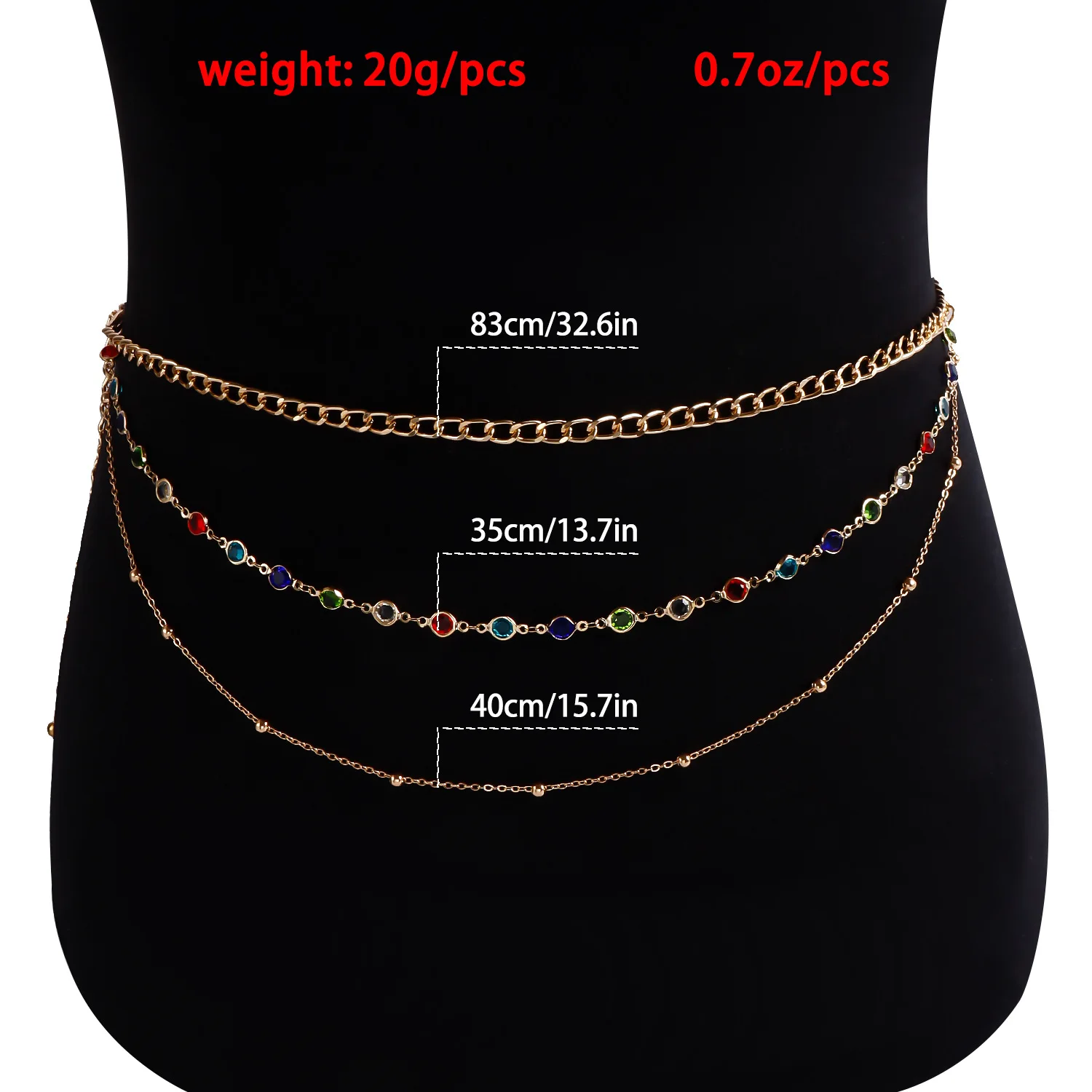 Nessa Jewelry Simple Double Geometric Rhinestone Waist Chain Women Sexy ...