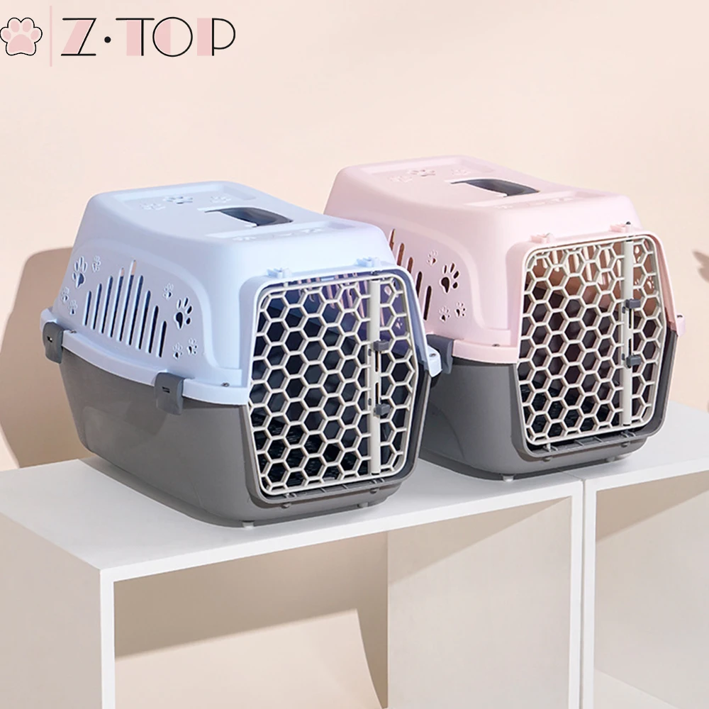 Easy to Carry Dog Cat Plastic Travel Box Pet Cages Portable Traveling ...