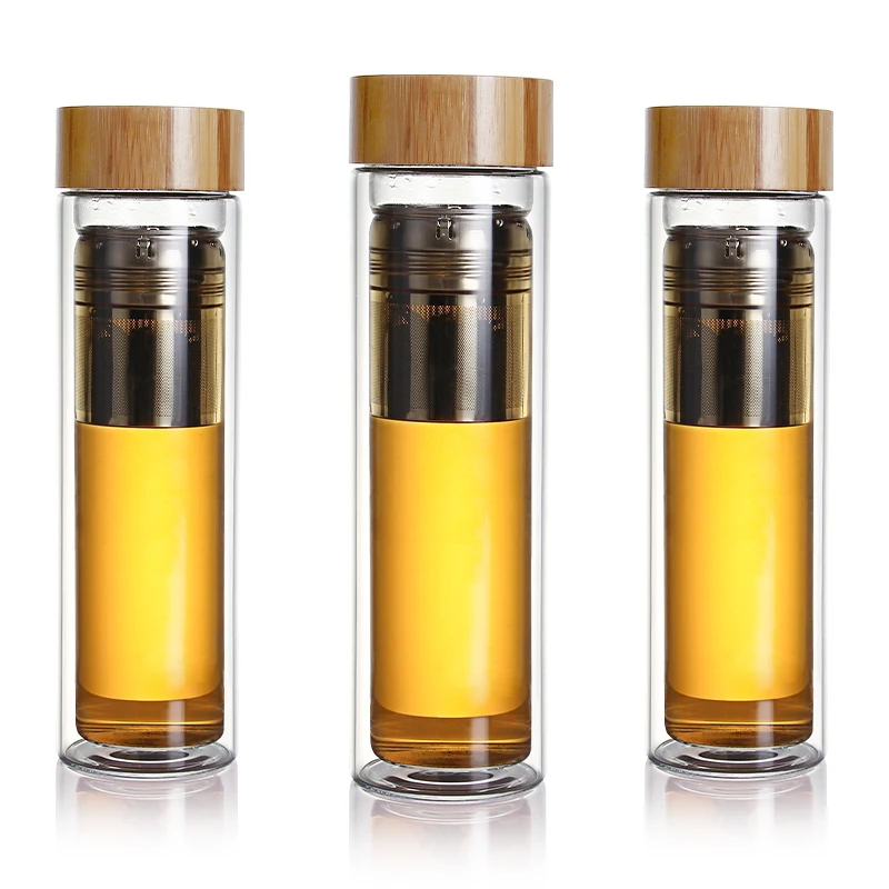 High Borosilicate Glass Double Wall Heat Resistant Water Bottle