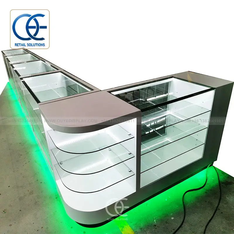Custom Design Smoke Shop Display Table - Showcase Counter Cabinets