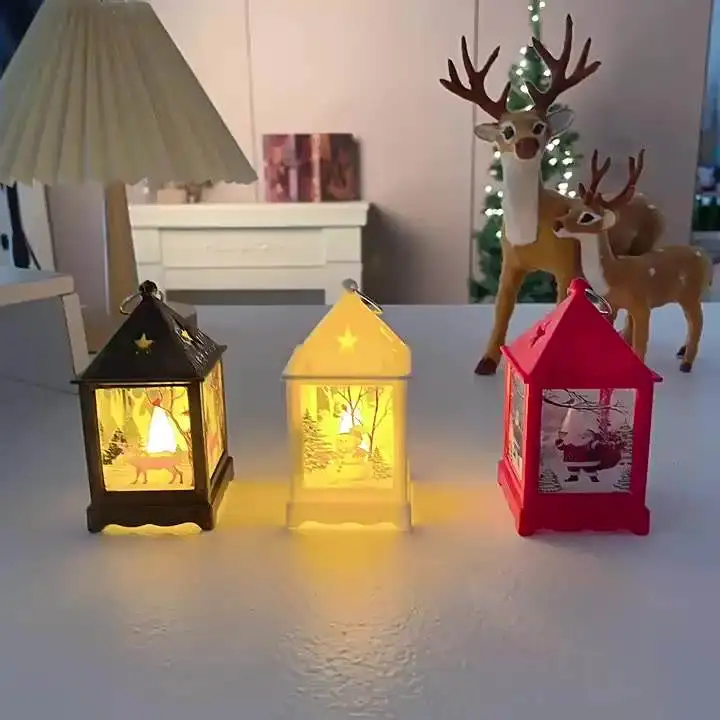 Hot Sale Lantern Portable Led Small Oil Lamp Santa Snowman Light Merry ...