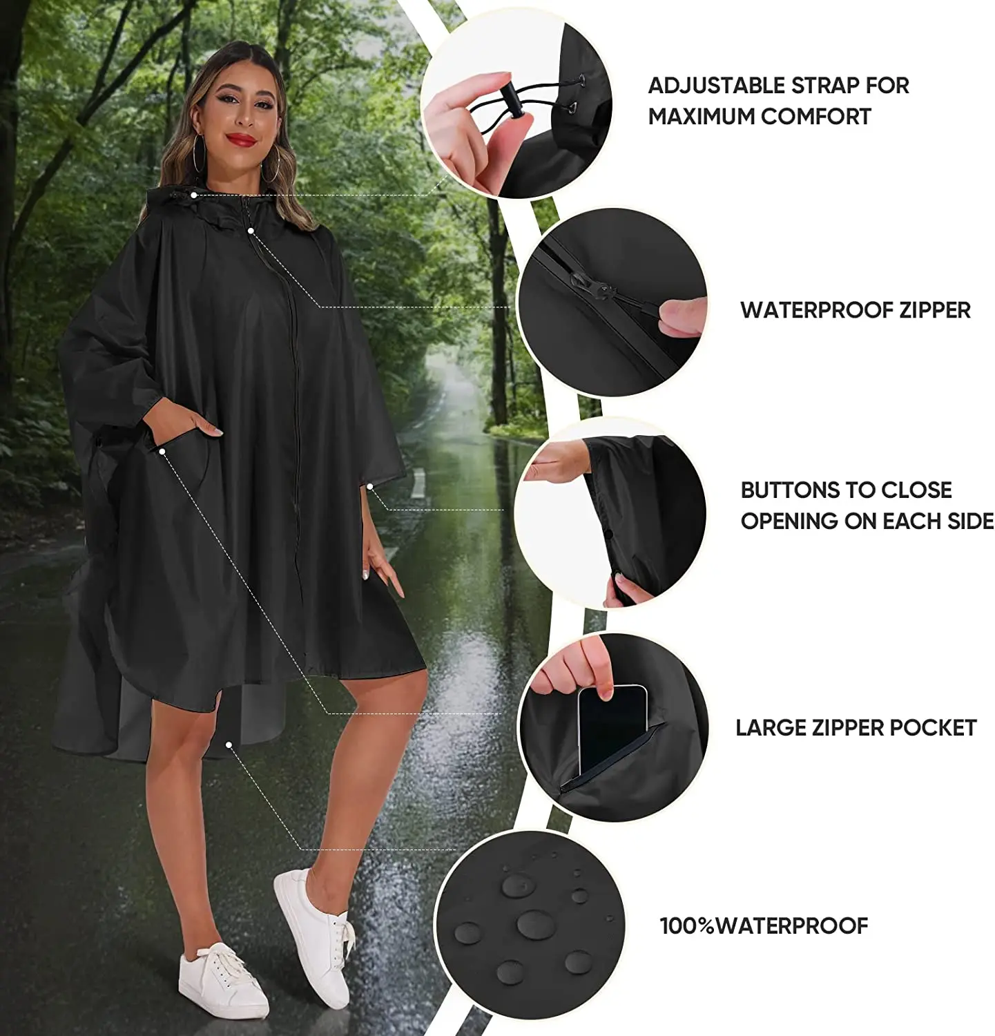 WOQI New Lightweight Waterproof Raincoat Hiking Color Raincoat Outdoor ...