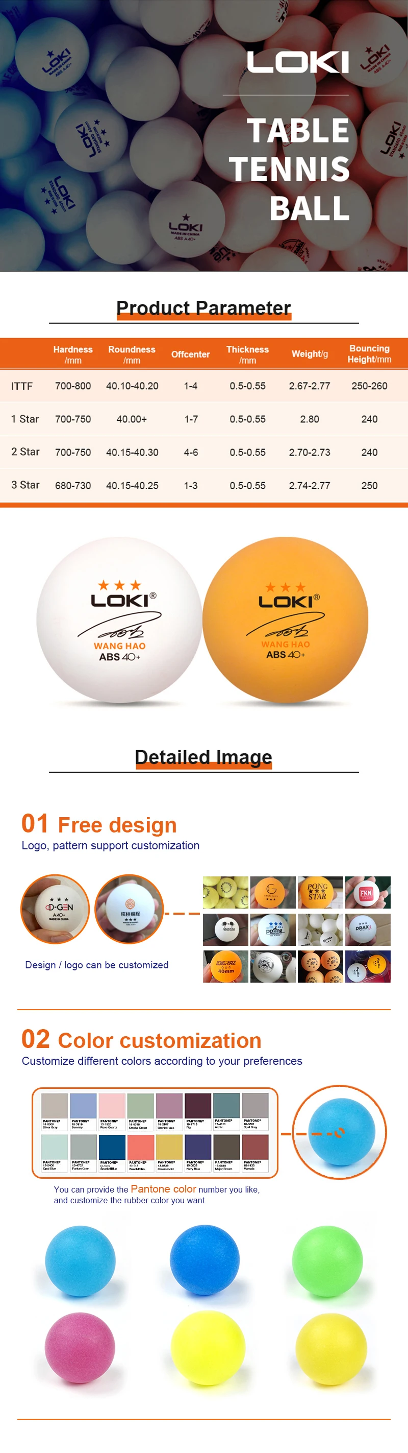 LOKI Custom New Top Quality Ping Pong Balls Wholesale