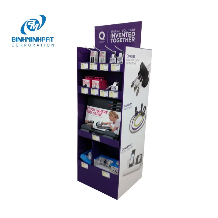 Recycled Cardboard Floor Standing Pen Display Rack with Hooks for ...