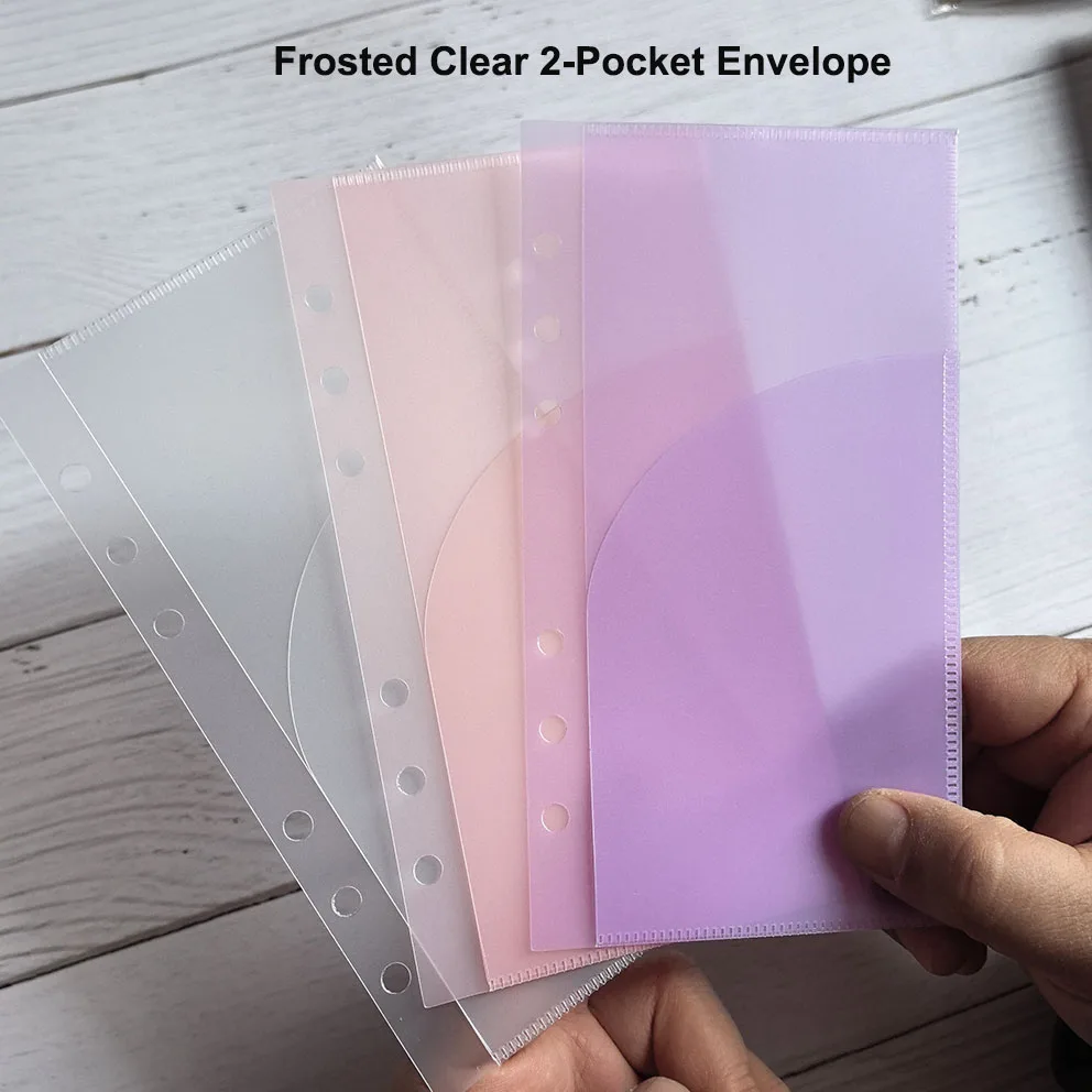Loose Leaf Frosted Clear Custom Double Layer Cash Envelopes