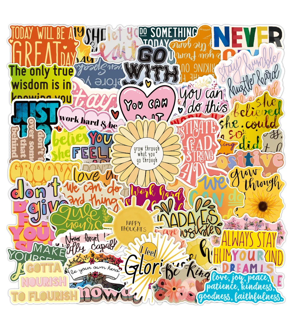 50pcs Motivational Phrase Inspirational Quotes Stickers