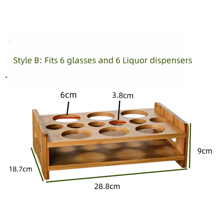 Countertop Solid Bamboo Glasses Display Rack Shot Glasses Drink Holder ...