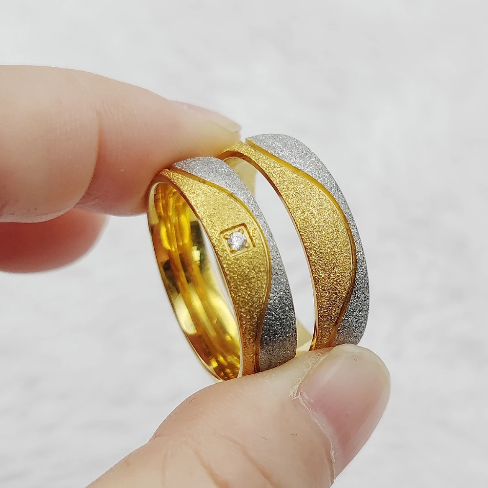 Designer Frosted Promise Wedding Engagement Rings Couples Golden ...