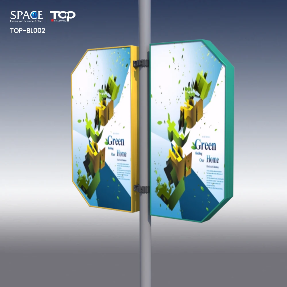Double-Sided Static Banner Advertising Lamp Post Light Box Aluminum ...